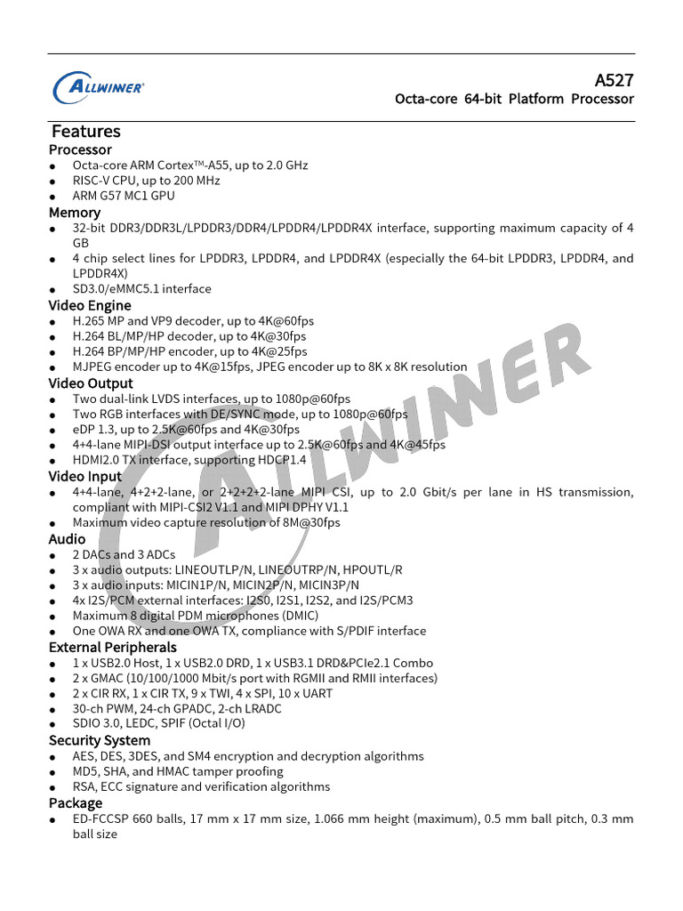 A527 Datasheet V0.93 | PDF | Usb | Dynamic Random Access Memory