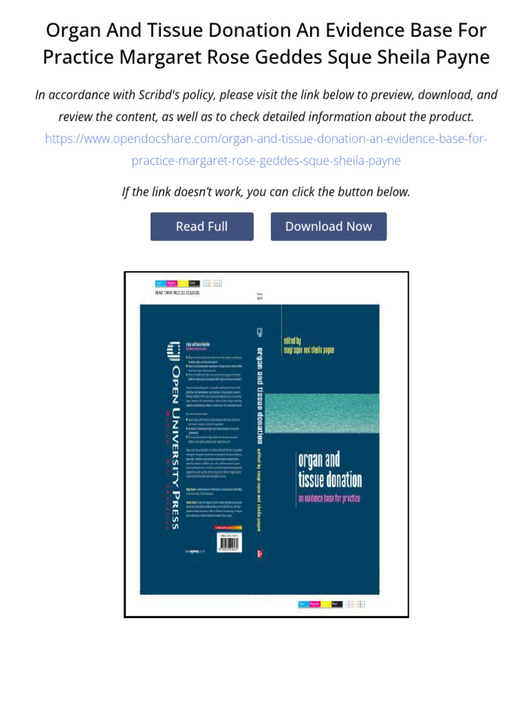 Organ And Tissue Donation An Evidence Base For Practice Margaret Rose ...