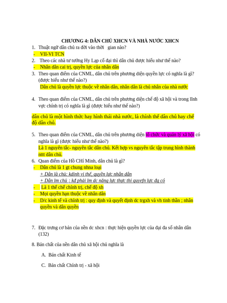 câu hỏi bài tập CHƯƠNG 4 | PDF