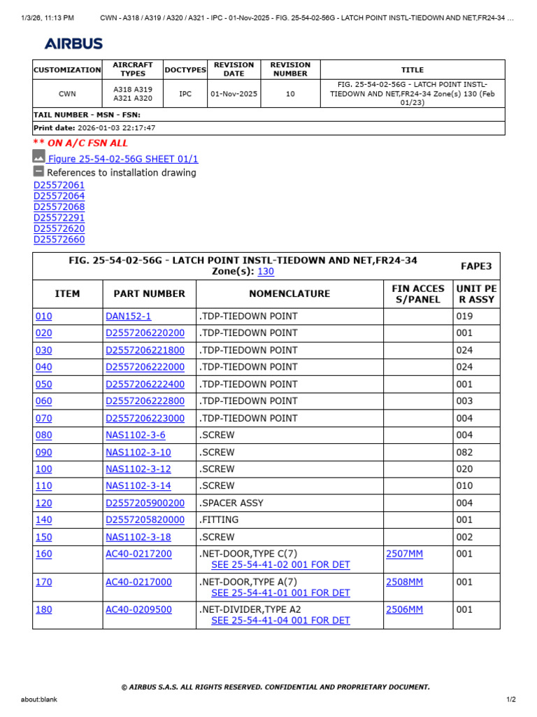 CWN - A318 - A319 - A320 - A321 - IPC - 01-Nov-2025 - FIG. 25-54-02-56G ...