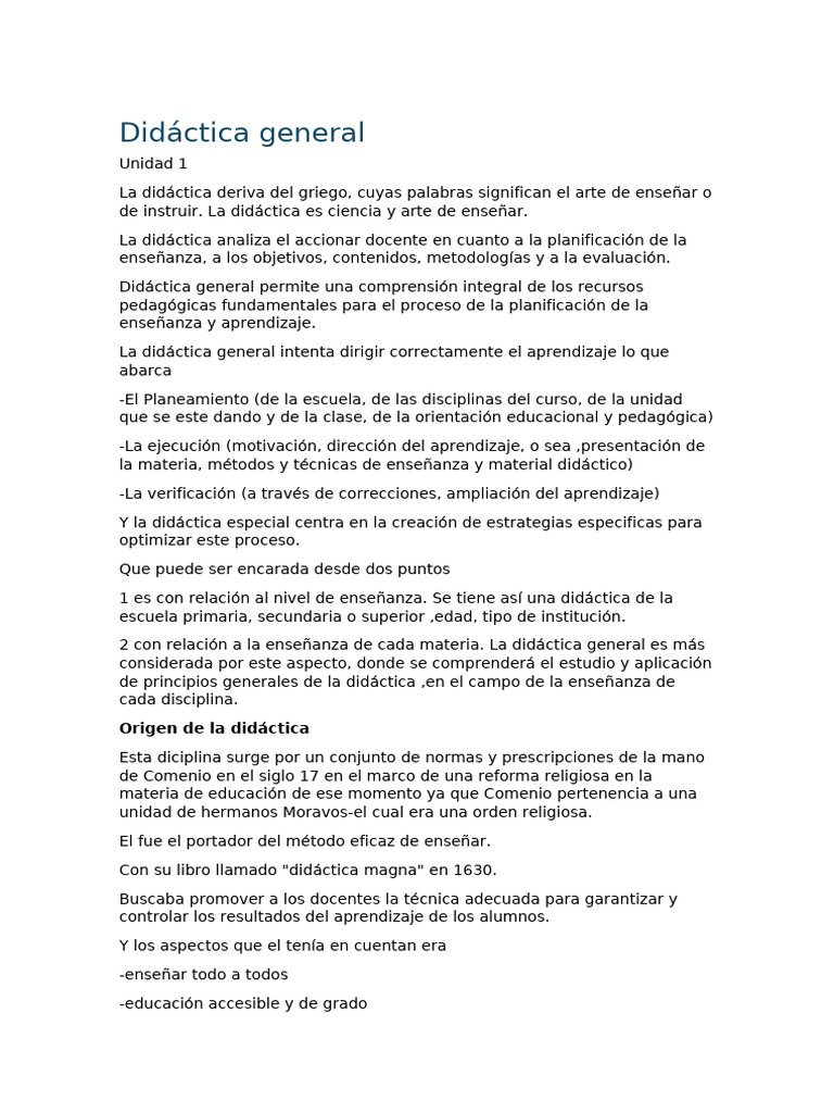 Didáctica general resumen | PDF | Enseñando | Aprendizaje
