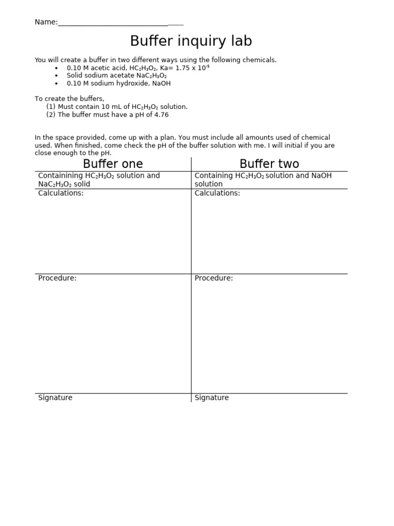 Buffer Preparation Lab Instructions | PDF