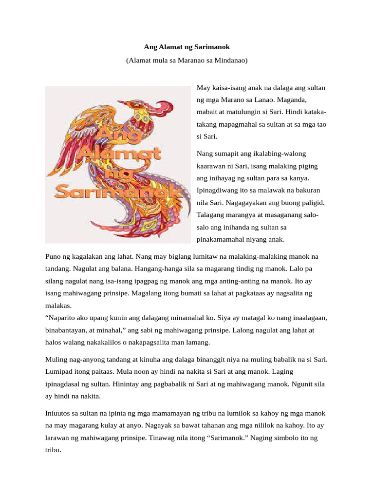 Ang Alamat NG Sarimanok | PDF