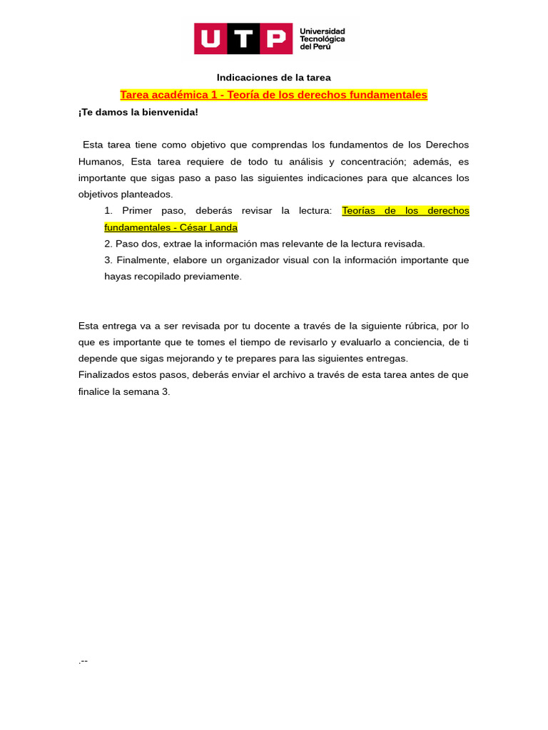 ? (AC-S02) SEMANA 02 - Tarea académica 1 - Teoría de los derechos ...