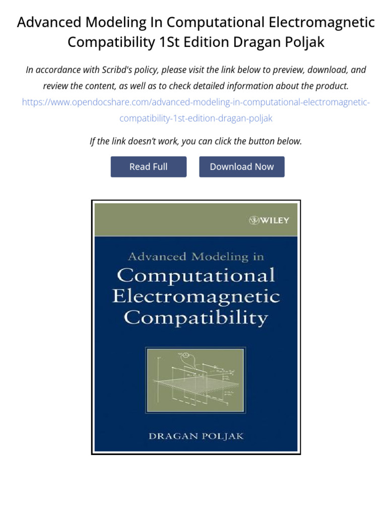 Advanced Modeling In Computational Electromagnetic Compatibility 1st ...