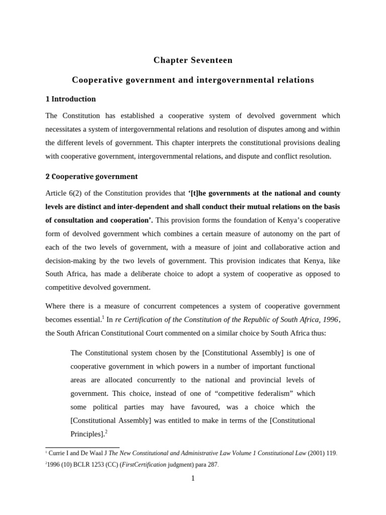 Cooperative government and intergovernmental relations-1 | PDF ...