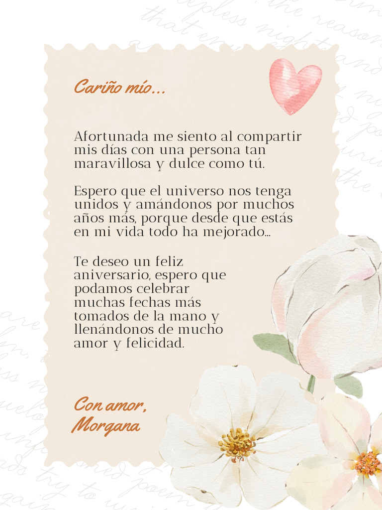 Documento A4 Carta de Amor para San Valentín Romántica Elegante ...