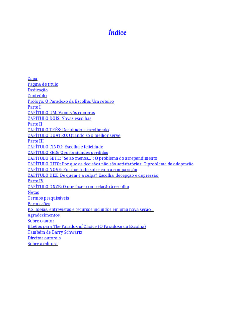 Barry Schwartz - The Paradox of Choice | PDF | Liberdade | Opção (finanças)