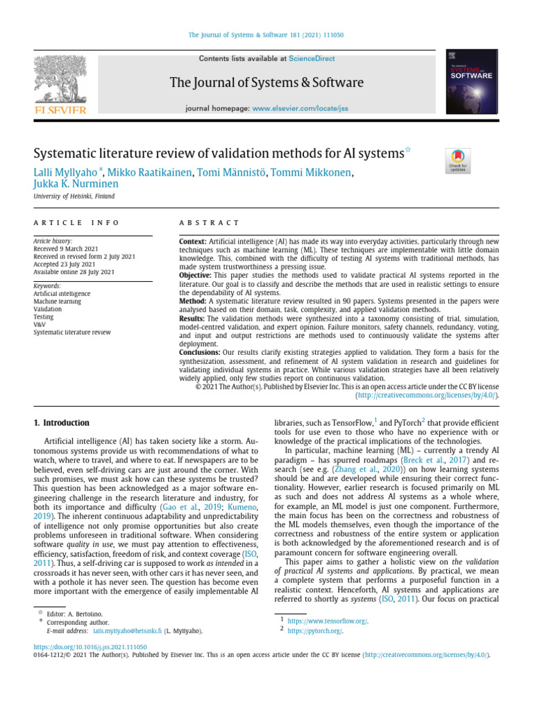AI System Validation Methods Review | PDF | Artificial Intelligence ...