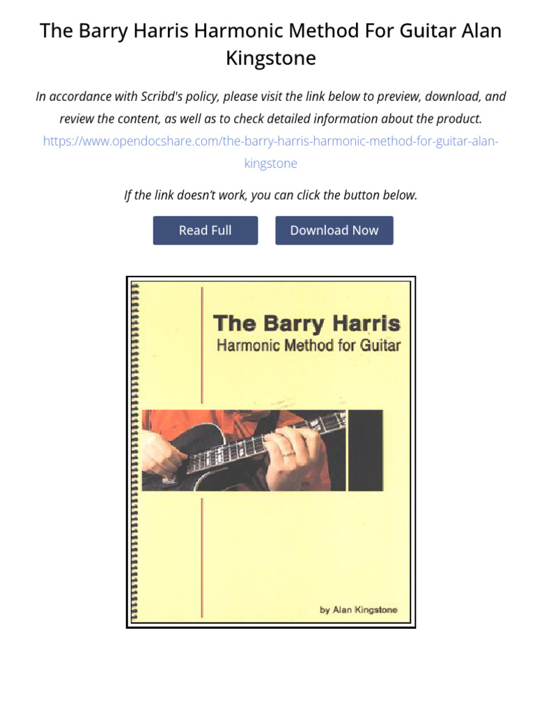 The Barry Harris Harmonic Method For Guitar Alan Kingstone | PDF