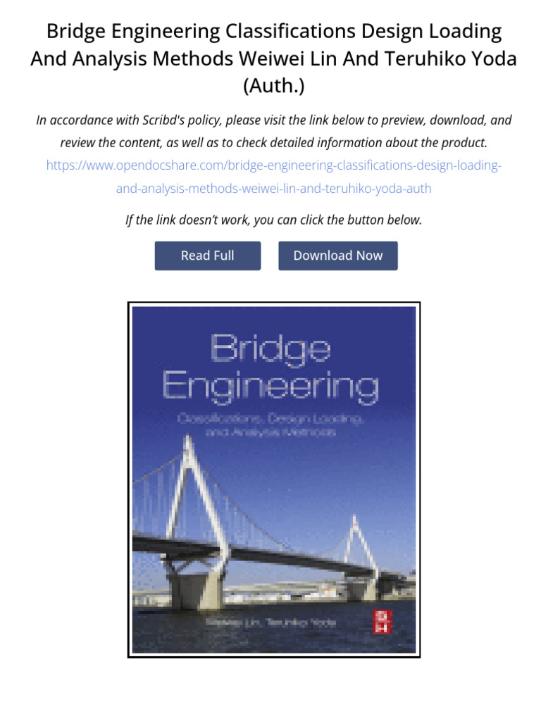 Bridge Engineering Classifications Design Loading and Analysis Methods Weiwei Lin And Teruhiko ...