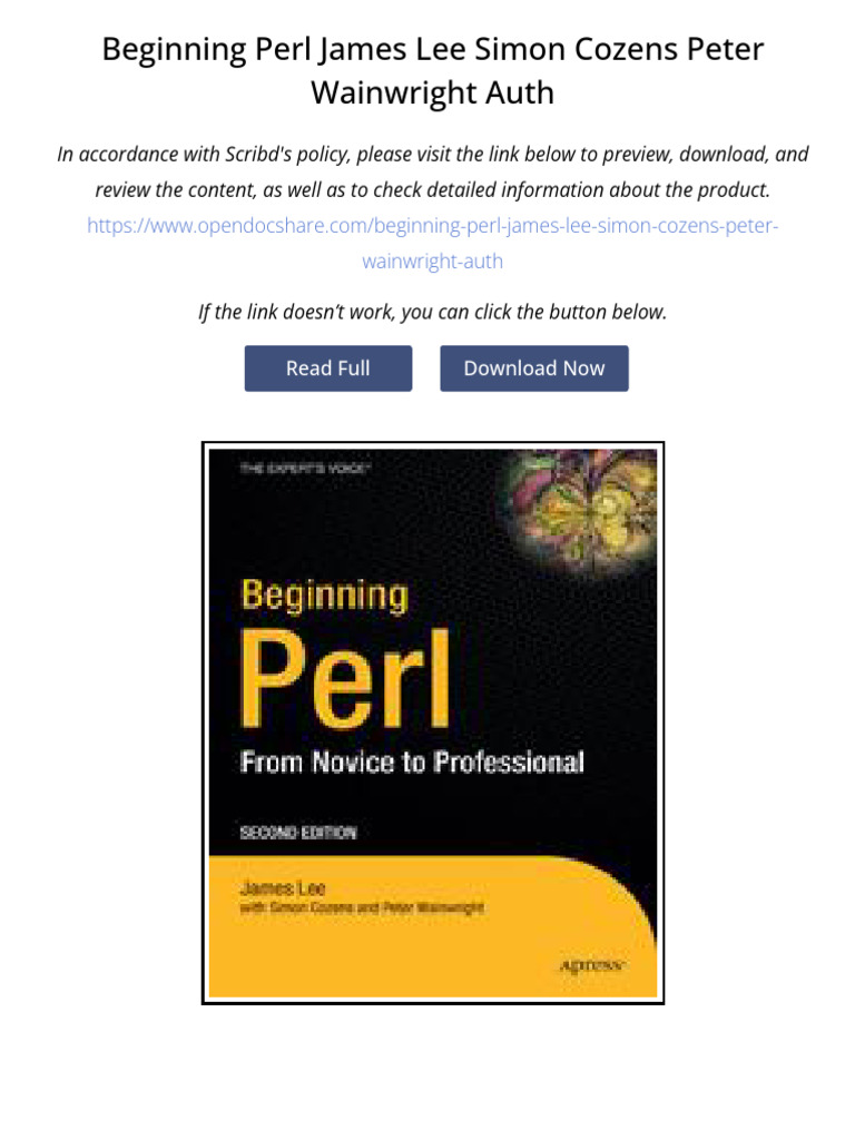Beginning Perl James Lee Simon Cozens Peter Wainwright Auth | PDF ...