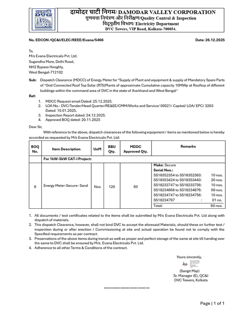 251226 MDCC_ Single Phase Energy Meter (Signed) | PDF | Power (Physics ...