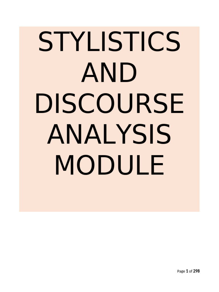Stylistics and Discourse Analysis Course | PDF | Poetry | Linguistics