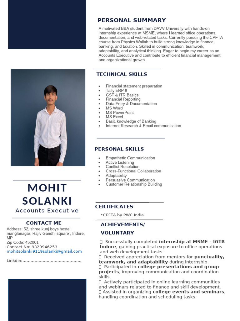 BBA Student Seeking Accounts Executive Role | PDF