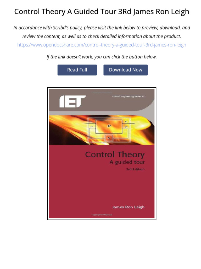 Control Theory A Guided Tour 3rd James Ron Leigh | PDF | Control Theory | Laplace Transform
