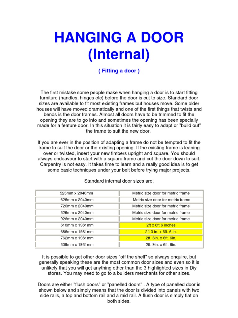 Hanging A Door | PDF | Door | Carpentry
