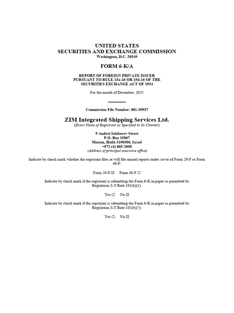 ZIM Shipping Services Shareholder Meeting Notice | PDF | Proxy Voting ...