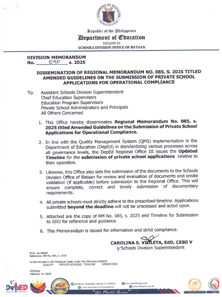 DM No. 90 s. 2025 Dissemination of RM No. 085 s. 2025 Amended ...