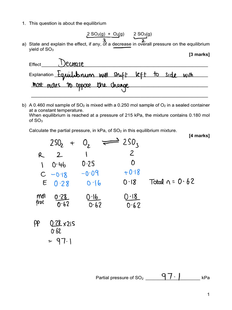 Equilibrium Reactions and Kp Calculations | PDF | Chemical Equilibrium ...