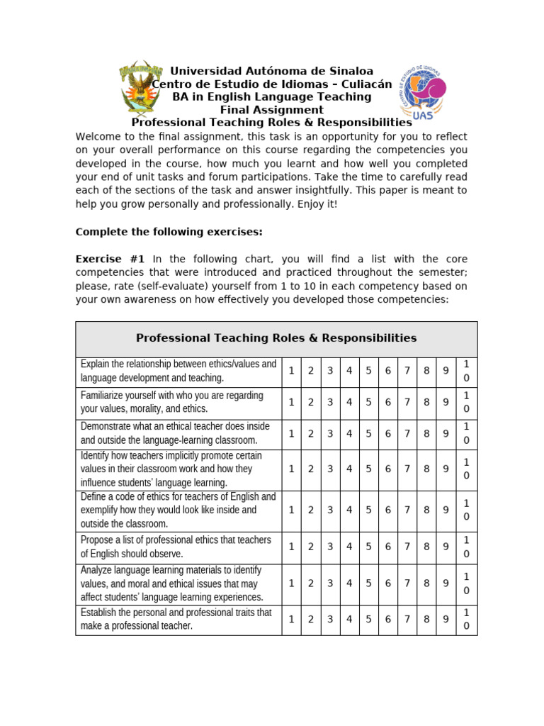 Unit 8 - Final Assignment - Professional Teaching Roles ...