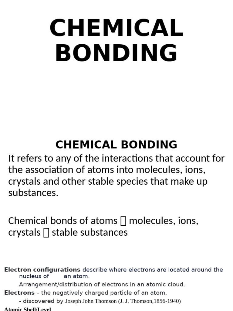 Q2 4b - Chemical Bonding Intro - Notes | PDF | Energy Level | Atomic ...