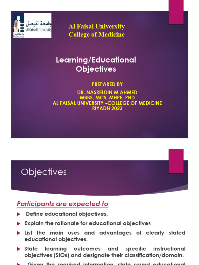 Educational Objectives Lecture | PDF | Learning | Knowledge