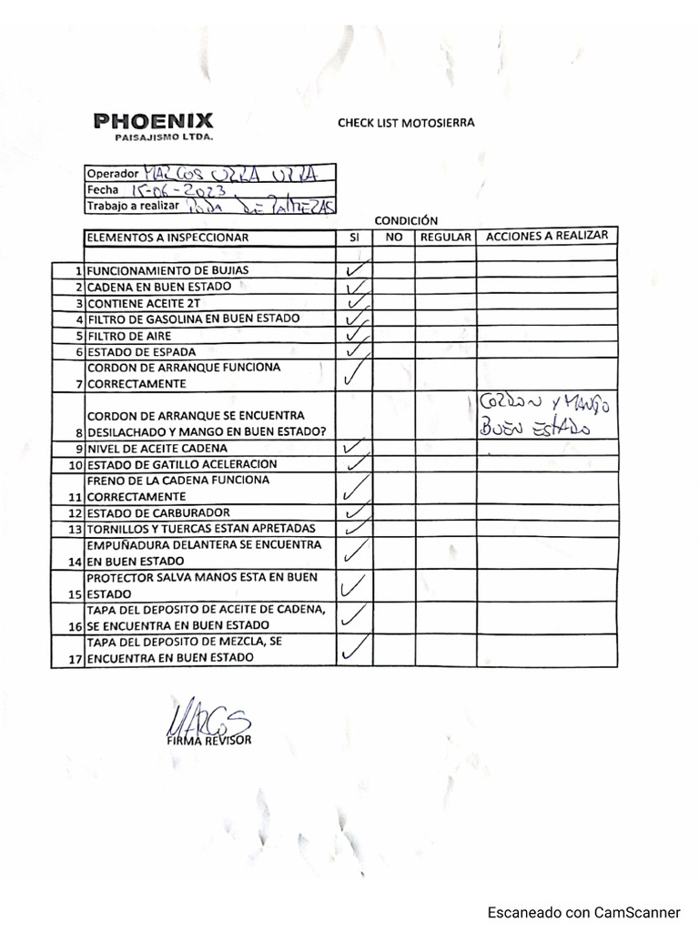 11.- Check Motosierra | PDF