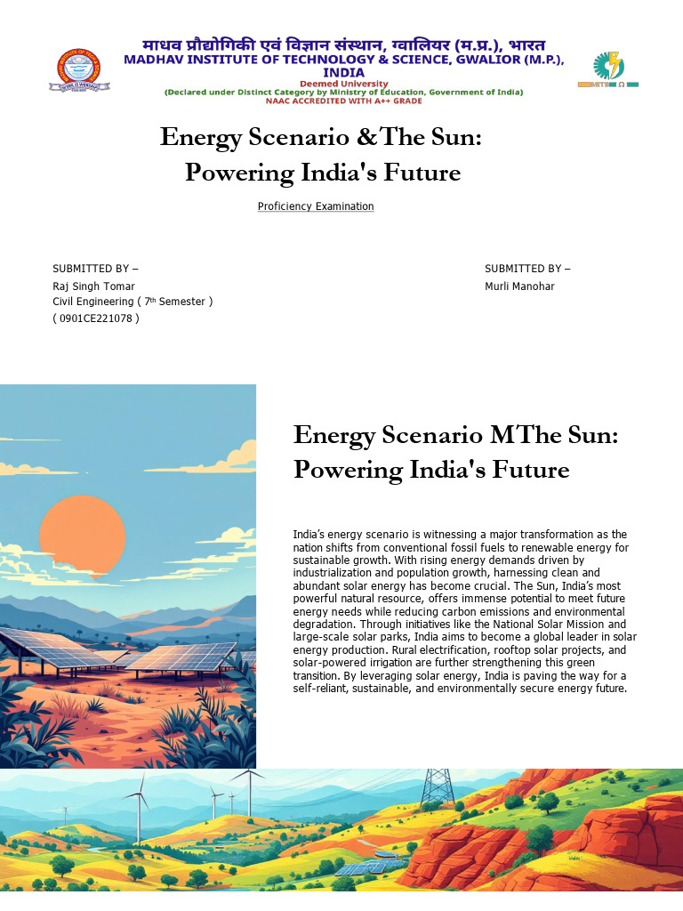 Energy Scenario and The Sun Powering Indias Future | PDF | Renewable ...
