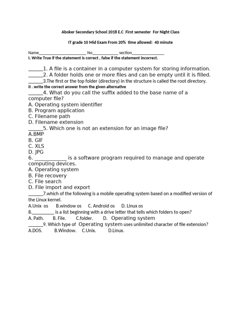 g10 Exam | PDF