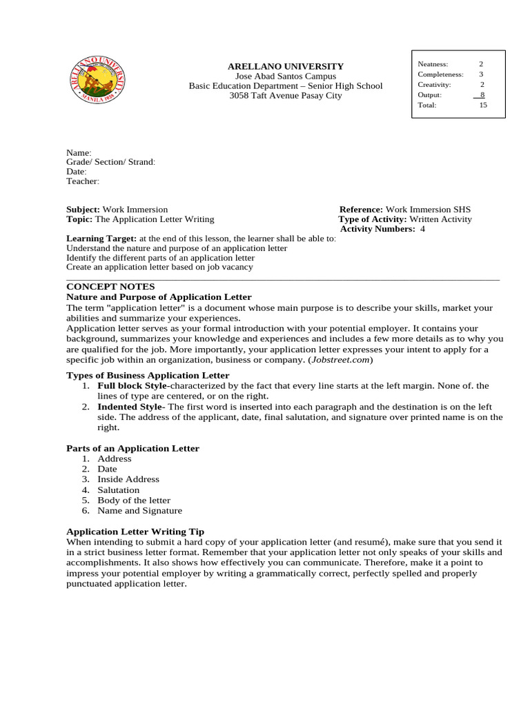 Dlp-4 - Application Letter | PDF | Learning | Human Communication