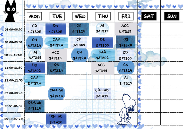 Pink and White Playful Illustrated Class Schedule | PDF