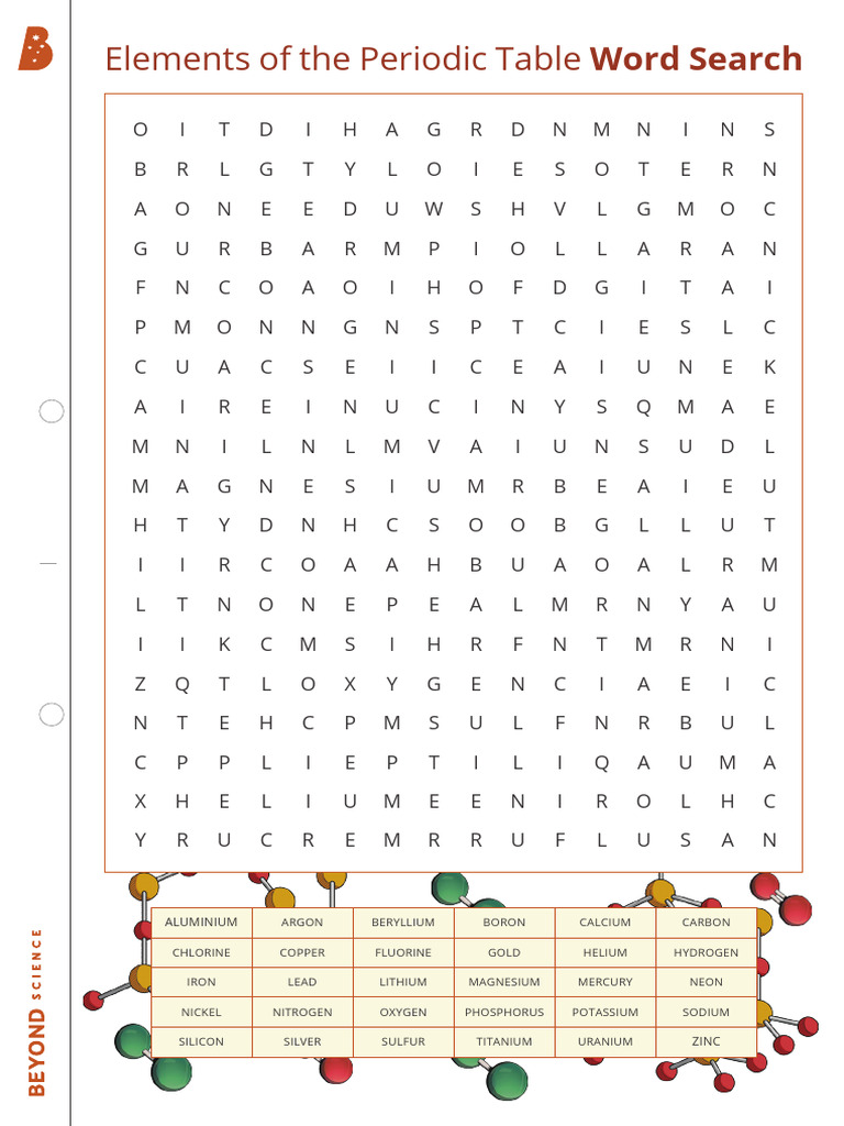 Elements of The Periodic Table Word Search | PDF | Fluorine | Periodic ...
