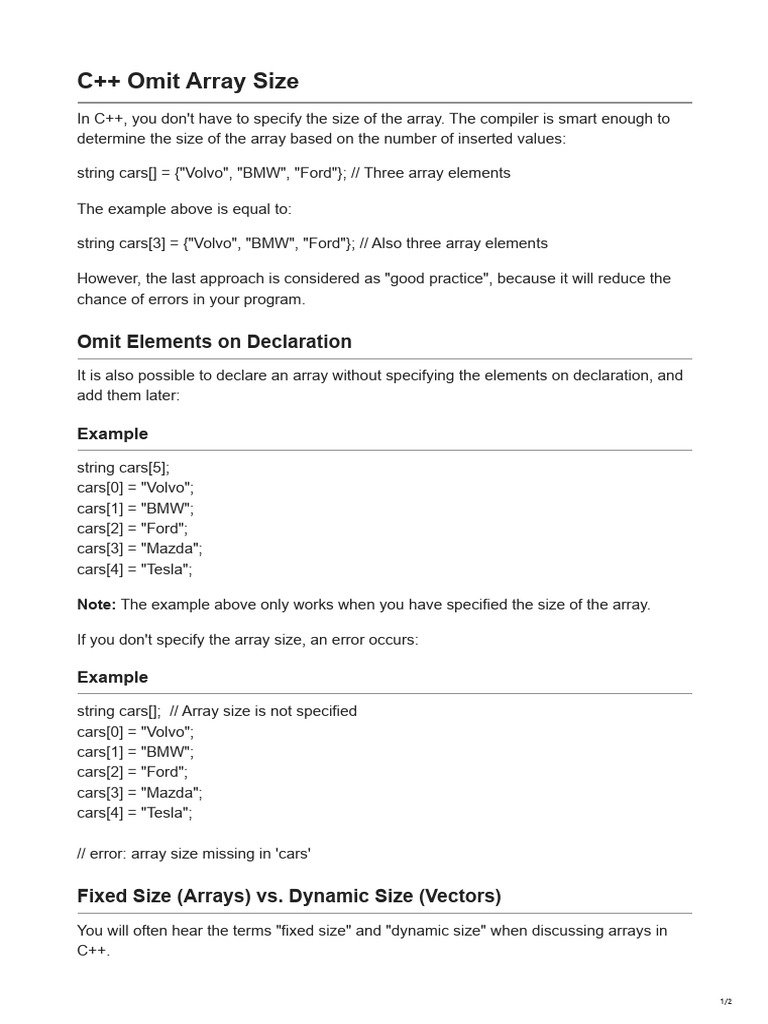 C Omit Array Size | PDF