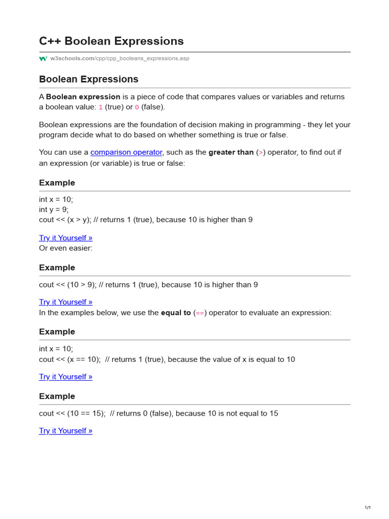 C Boolean Expressions | PDF