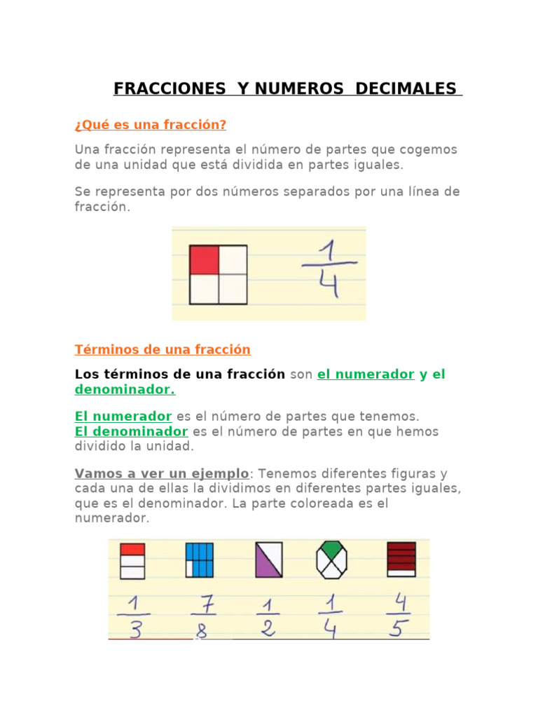 Fracciones y Numeros Decimales | PDF | Teoría de los números | Álgebra