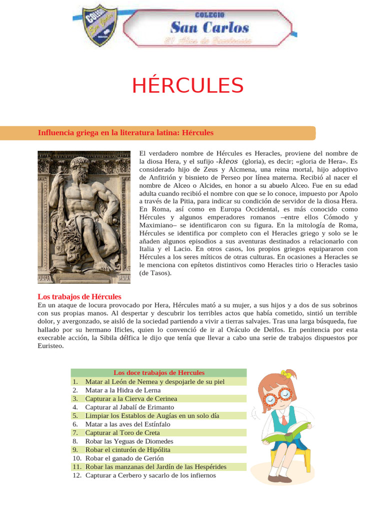 Los trabajos de Hércules: mitología y aventuras | PDF | Hera | Religión ...