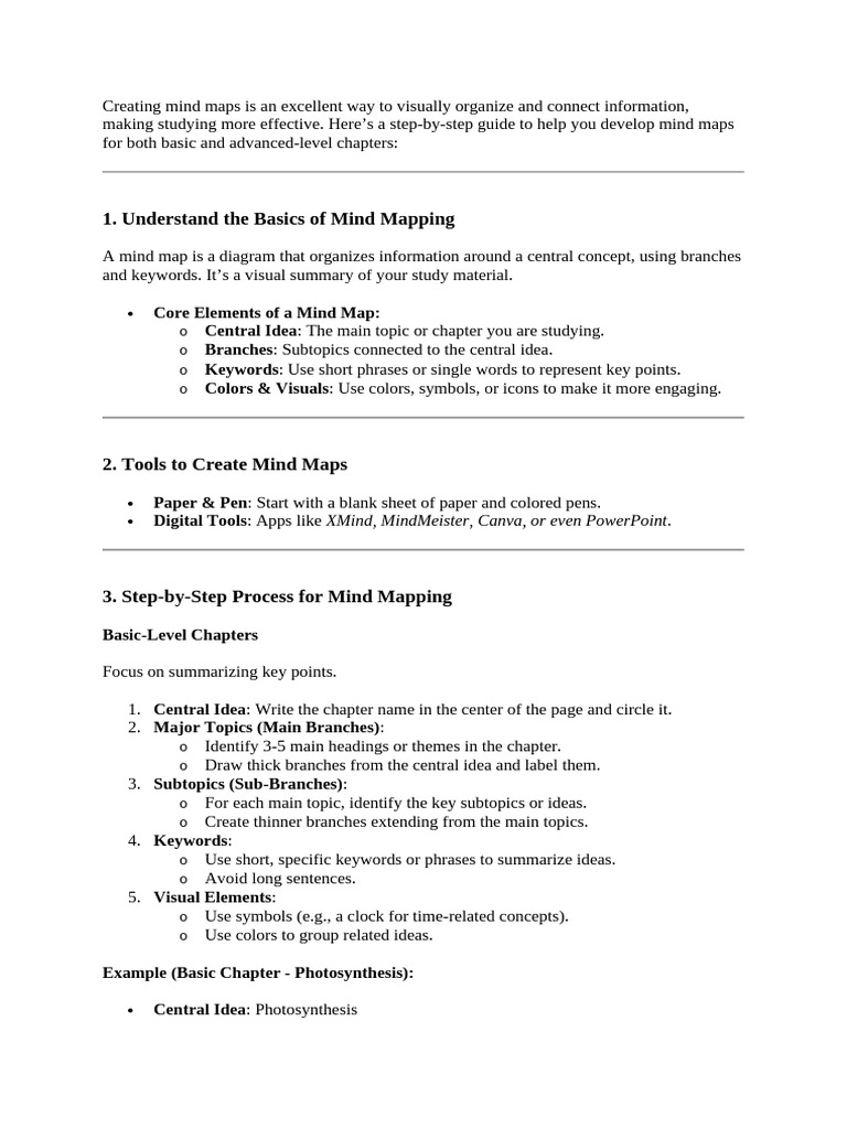 Step-by-Step Mind Mapping Guide | PDF | Photosynthesis | Life Sciences