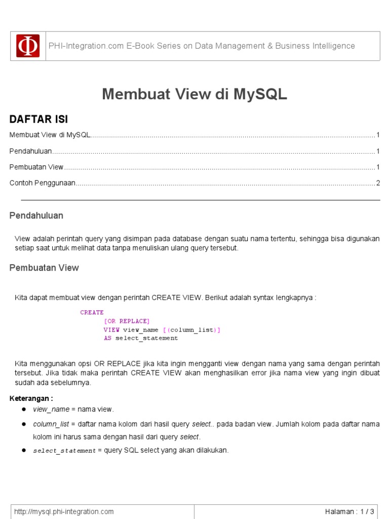 Membuat View Di MySQL | PDF