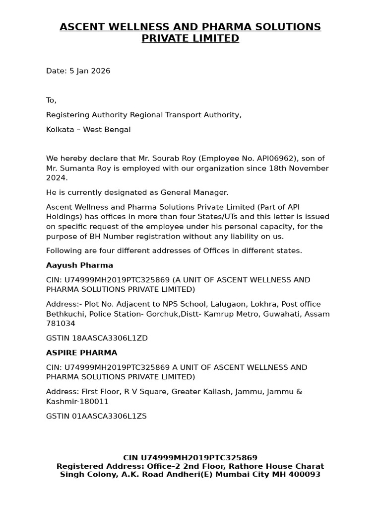 Employment Verification for Mr. Sourab Roy | PDF