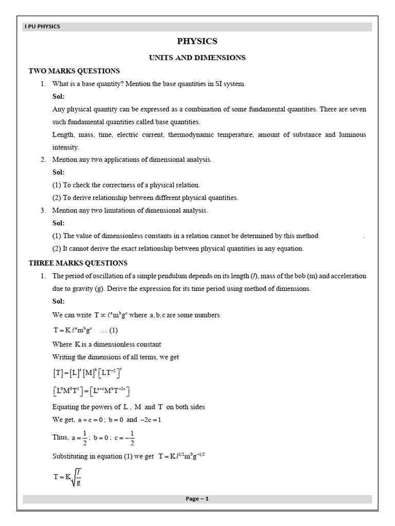 IPU Physics ChapterwiseMidtermExamImportantQuestions Withsoln | PDF ...