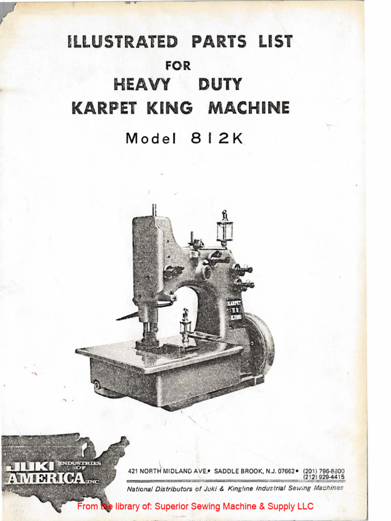 Juki 812K Karpet King Machine Model | PDF | Sewing Machine | Sewing Needle