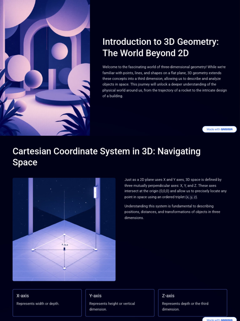 Understanding 3D Geometry Basics | PDF | Cartesian Coordinate System ...