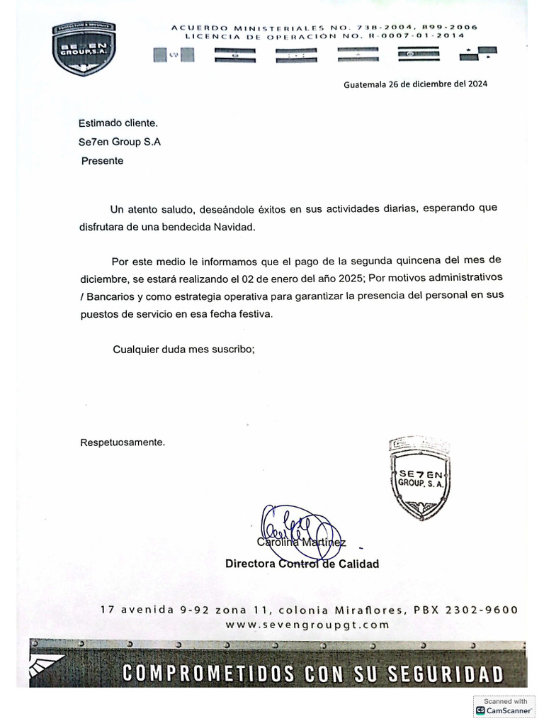 Carta Segunda Quincena Diciembre | PDF