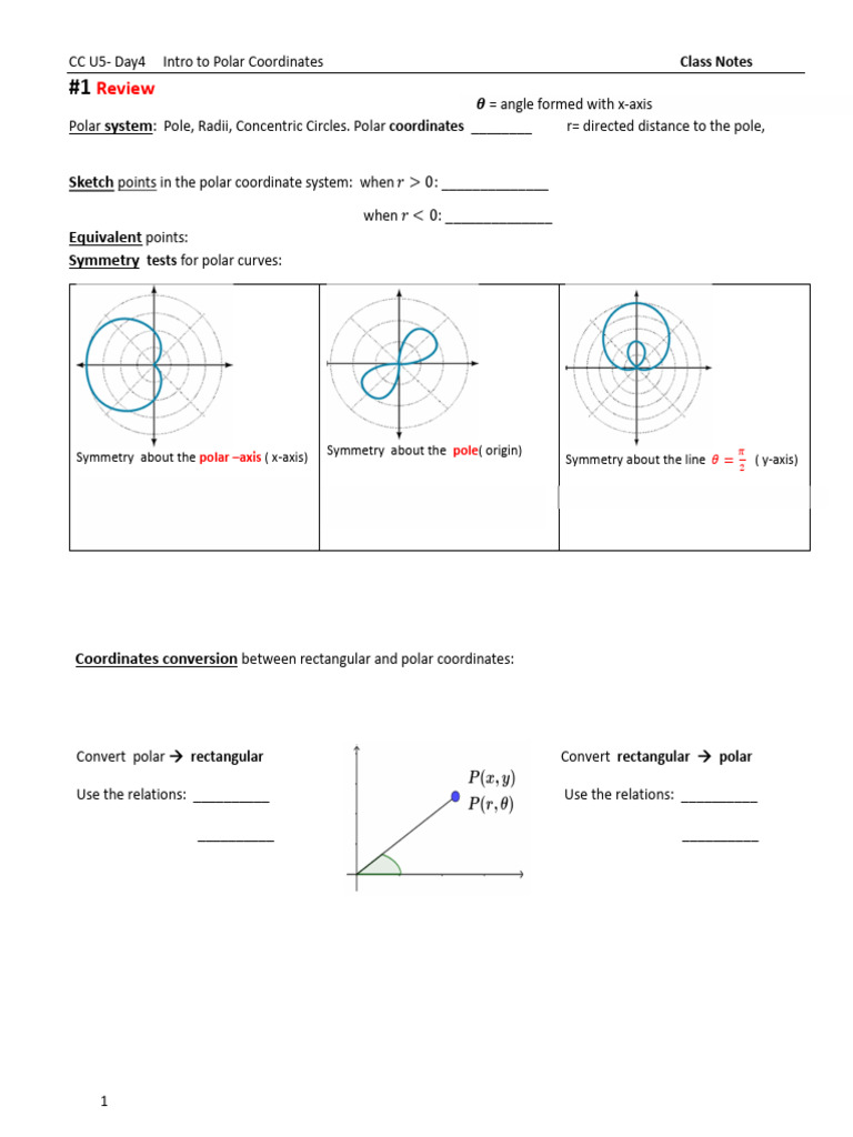 CC U5 Day3.5-Part2 Polar Graphs Worksheet (PRINT COPIES) Blank | PDF ...