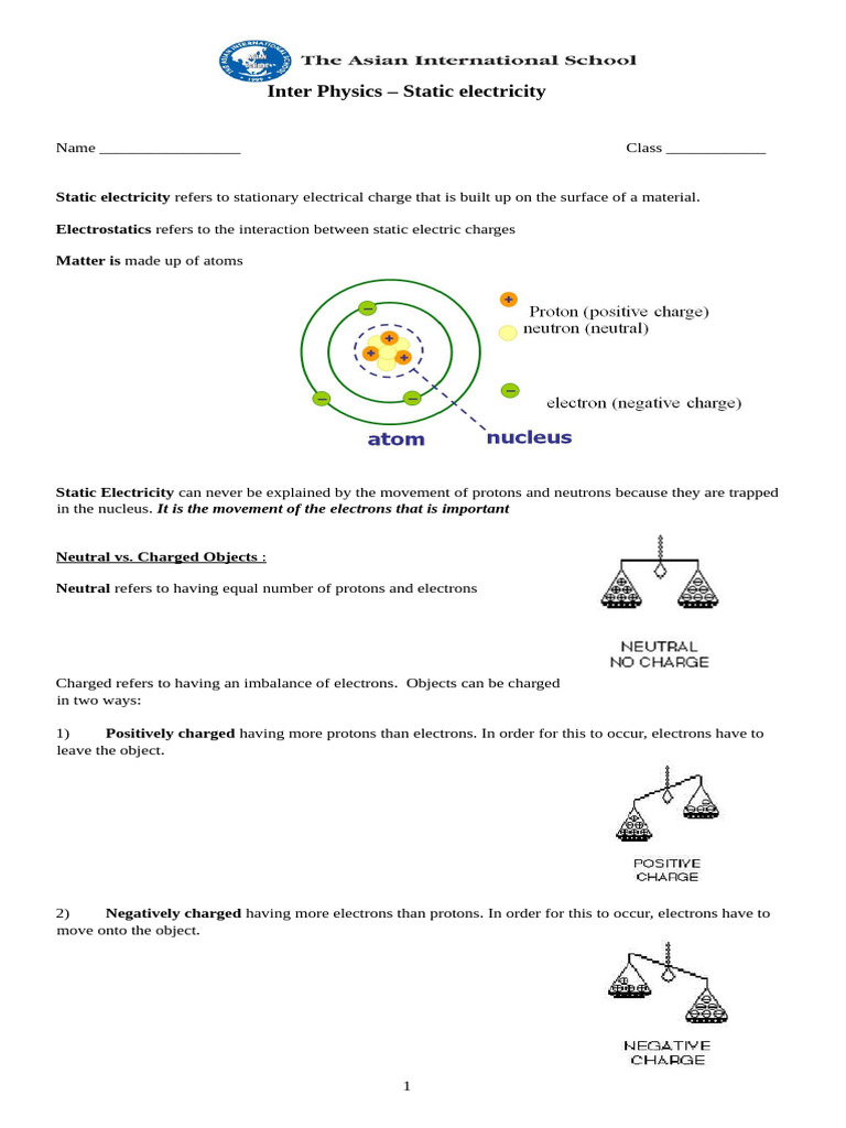 Understanding Static Electricity Basics | PDF | Electric Charge | Electron