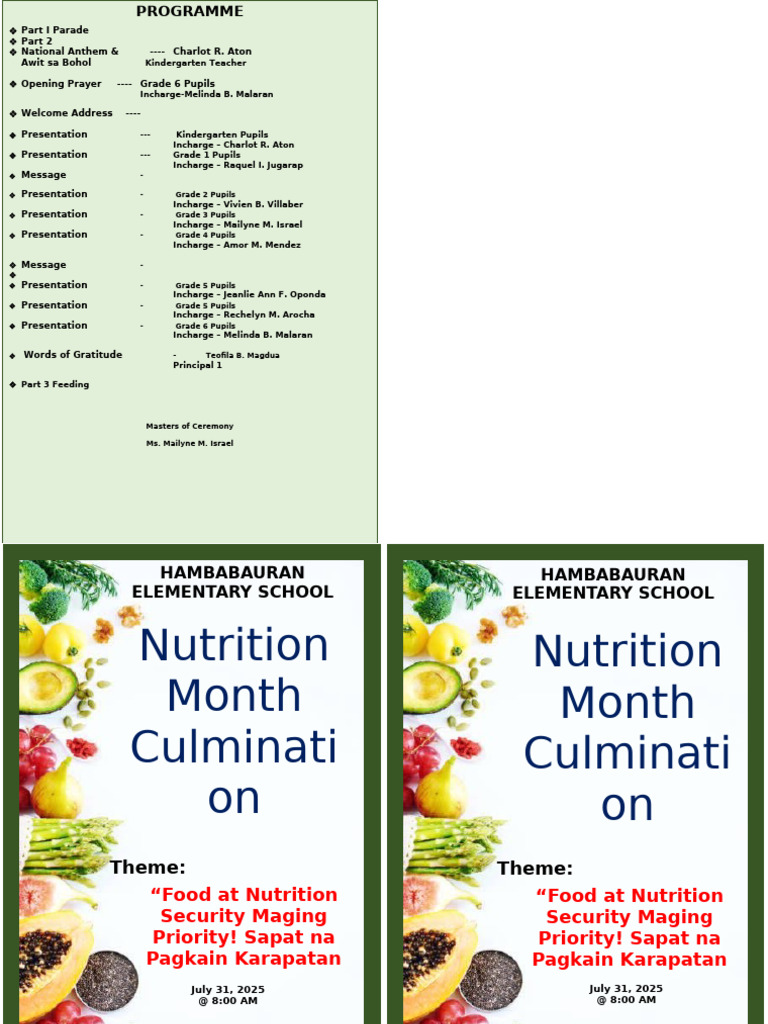 Nutrition Month Celebration Program 2025 | PDF | Schools | Educational ...