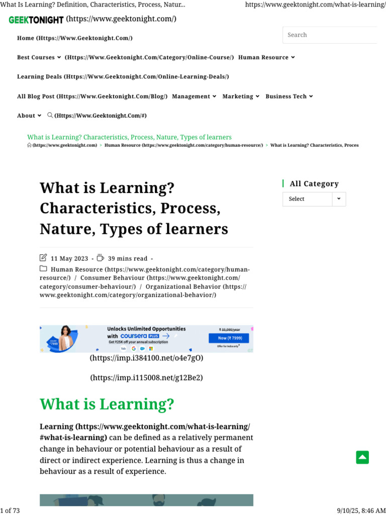 Understanding Learning: Definition & Process | PDF | Learning | Behavior