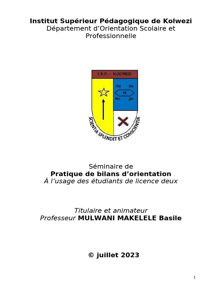 Pratique des bilans d'orientation éducative | PDF | Connaissances ...