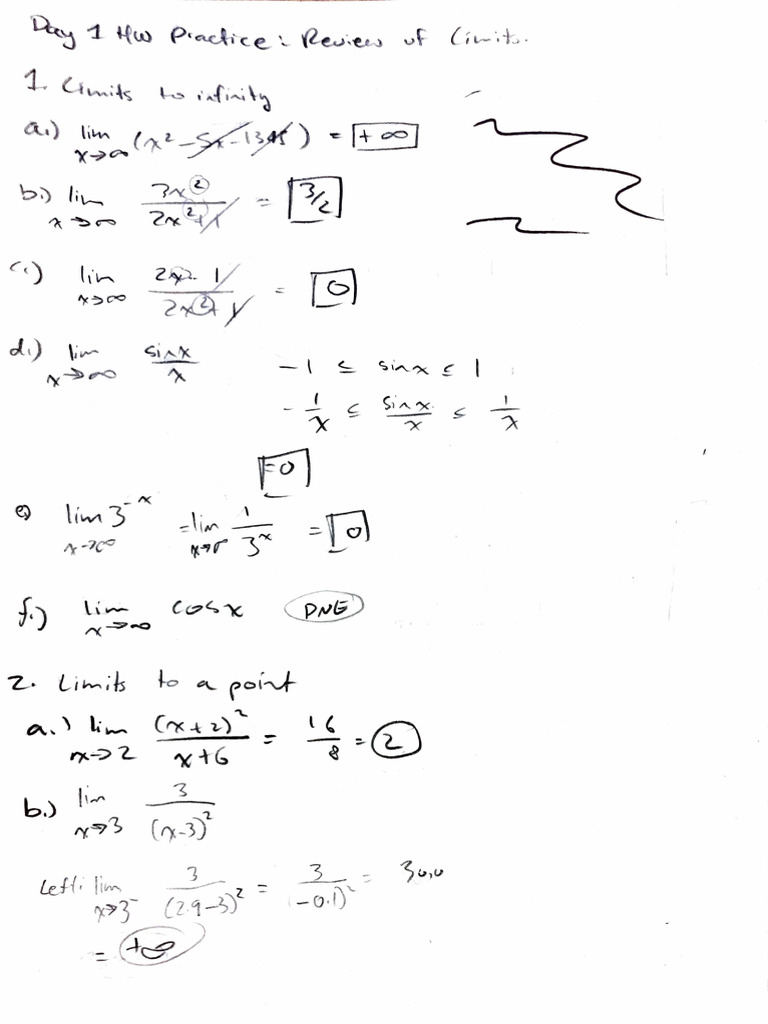 Day 1 Review of Limits | PDF
